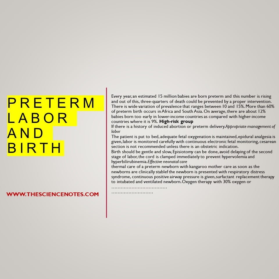 PRETERM LABOR AND BIRTH - The Science Notes