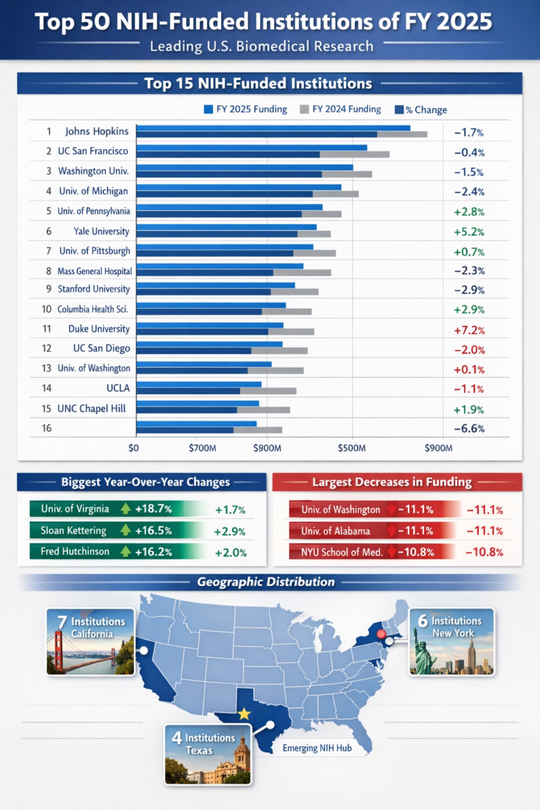 Top 50 NIH-Funded Institutions of FY 2025 - THE SCIENCE NOTES